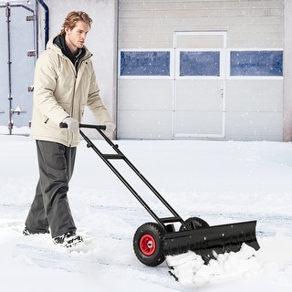 36-Inch Snow Shovel with Wheels and Adjustable Angle for Easy Snow ...