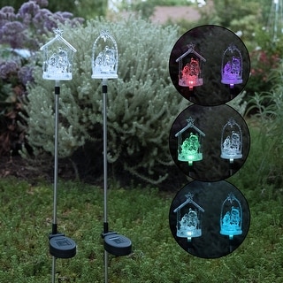 Alpine Corporation Holiday Decor Acrylic Manger Stakes with Solar Color ...