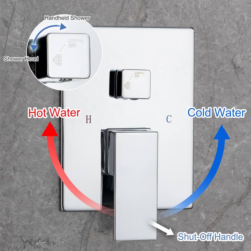 Rainlex Chrome Plating Wall-Mounted Dual Functions Shower System ...
