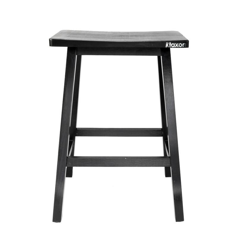Rectangle Pine Wood Saddle Seat Bar Stool Black (Set of 2) - On Sale ...
