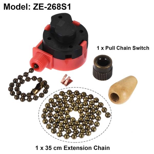 Pull Chain Switch 3 Speed 4 Wire ZE-268S1 w Chain for Ceiling Fan Lamp ...