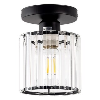 Crystal Ceiling Light Fixture, Modern Mini Semi Flush Mount Ceiling ...