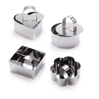 4-Piece Stainless Steel Mousse Ring Mold Set with Pusher - Bed Bath ...