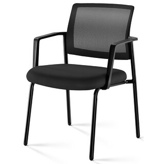 Mesh Back Stacking Chairs with Upholstered Fabric Seat, Sturdy Metal ...
