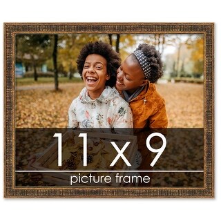 11x9 Distressed/Aged Black Complete Wood Picture Frame with UV Acrylic ...