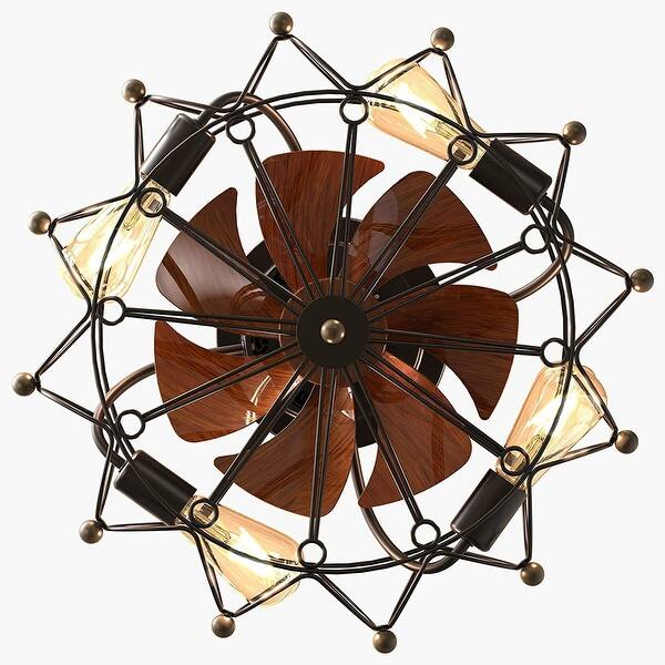 Low Profile Caged Ceiling Fan with Lights Remote Control Include Bulbs ...