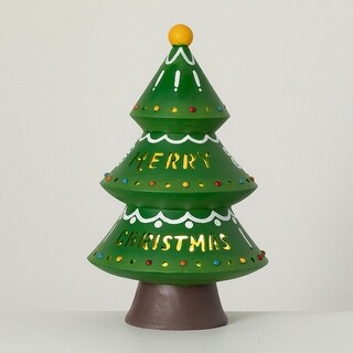 24"H Sullivans Outdoor Lighted Christmas Tree, Green - Bed Bath ...