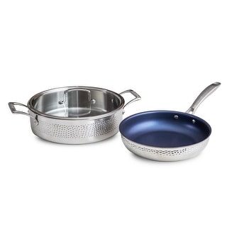 Blue Jean Chef 3-Piece Stainless Steel Cookware Set, Hammered Finish ...