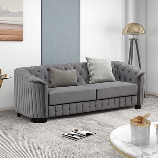3 Seater Sofa Velvet Couch Vertical Stripe Arms Sofa for Livingroom ...