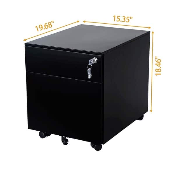2-Drawer Mobile File Cabinet Under Desk Storage for Home Office, Fully ...
