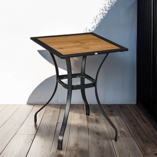 28" Outdoor Square Wood-Like Dining Table with Water Safe Design - Bed ...