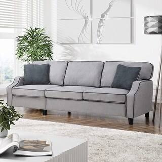 79 Inches Modern Mid Century Upholstered Fabric 3-Seat Sofa Couch with ...