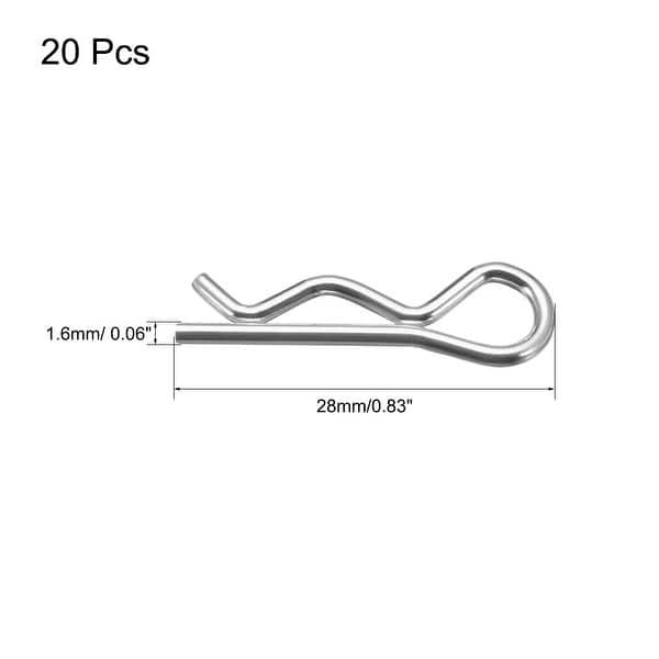 1.6mm x 28mm Carbon Steel R Shaped Spring Cotter Clip Pin 20 Pcs - 1 ...