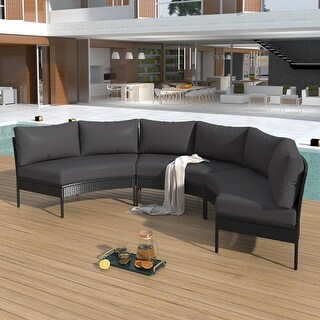 Rattan Conversation Sets 3-seat Sectional Sofa Sleeper Sets - Gray Seat ...