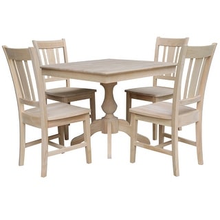 36" x 36" Square Top Pedestal Table With 4 Chairs - 5 Piece Set - Bed ...