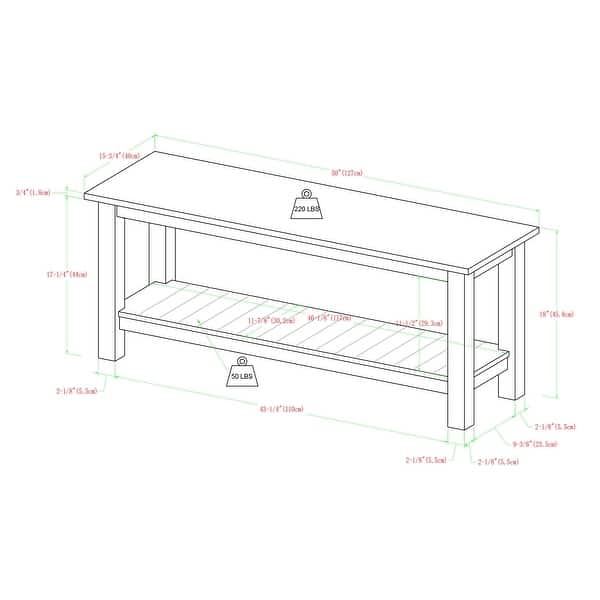 Walker Edison 50-inch Entryway Bench with Slatted Shelf - Bed Bath ...
