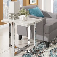 Azel Marble-top Chrome Framed End Table by iNSPIRE Q Modern - Bed Bath ...