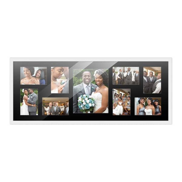 12x32 White Wood Collage Frame with a Black Mat for 8x10 & 4x6 - Bed ...