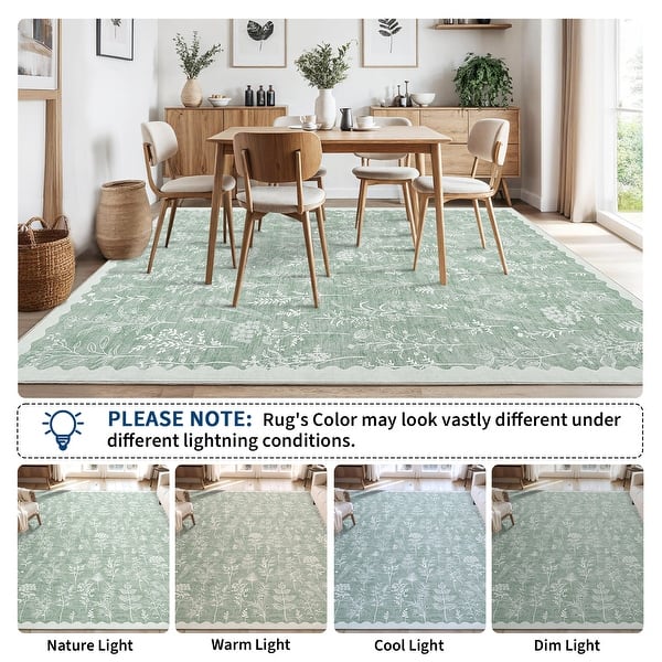 light green patterned rug