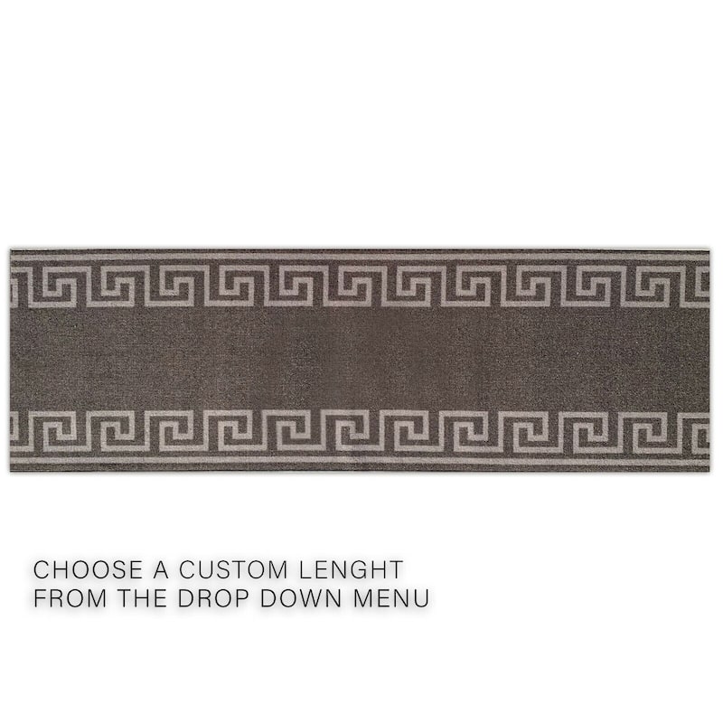 Custom Size Greek Key Design Gray, Dark Gray Color Non-Slip Rubber ...