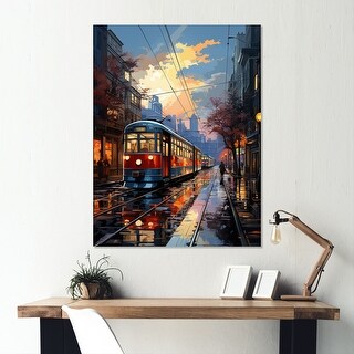 Designart "City Trains At Night" Train Metal Wall Art Prints - Bed Bath ...