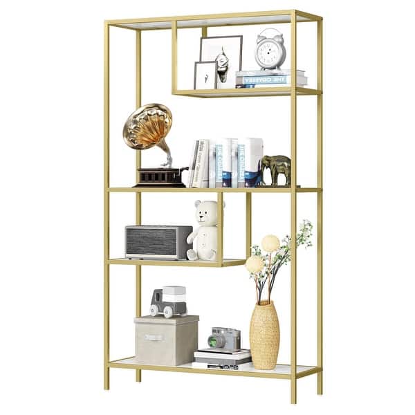 BI Bookshelf,4 Tier Metal Frame Bookcase, Tall Book Shelf,Open Display ...