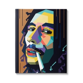 Stupell Modern Bob Marley Portrait Abstract Geometric Pattern Canvas ...