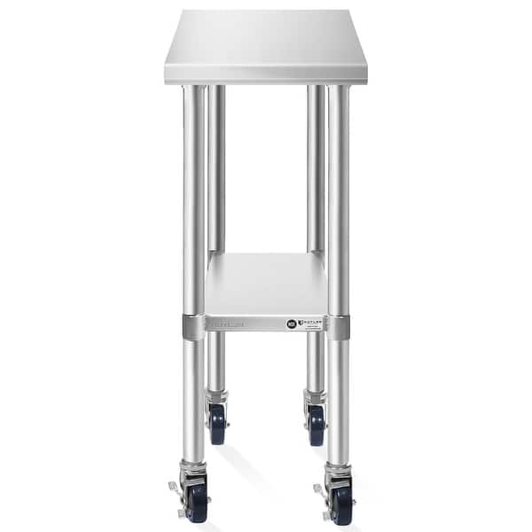 30x12 Inch NSF Commercial Stainless Steel Prep & Work Table w/ Wheels ...