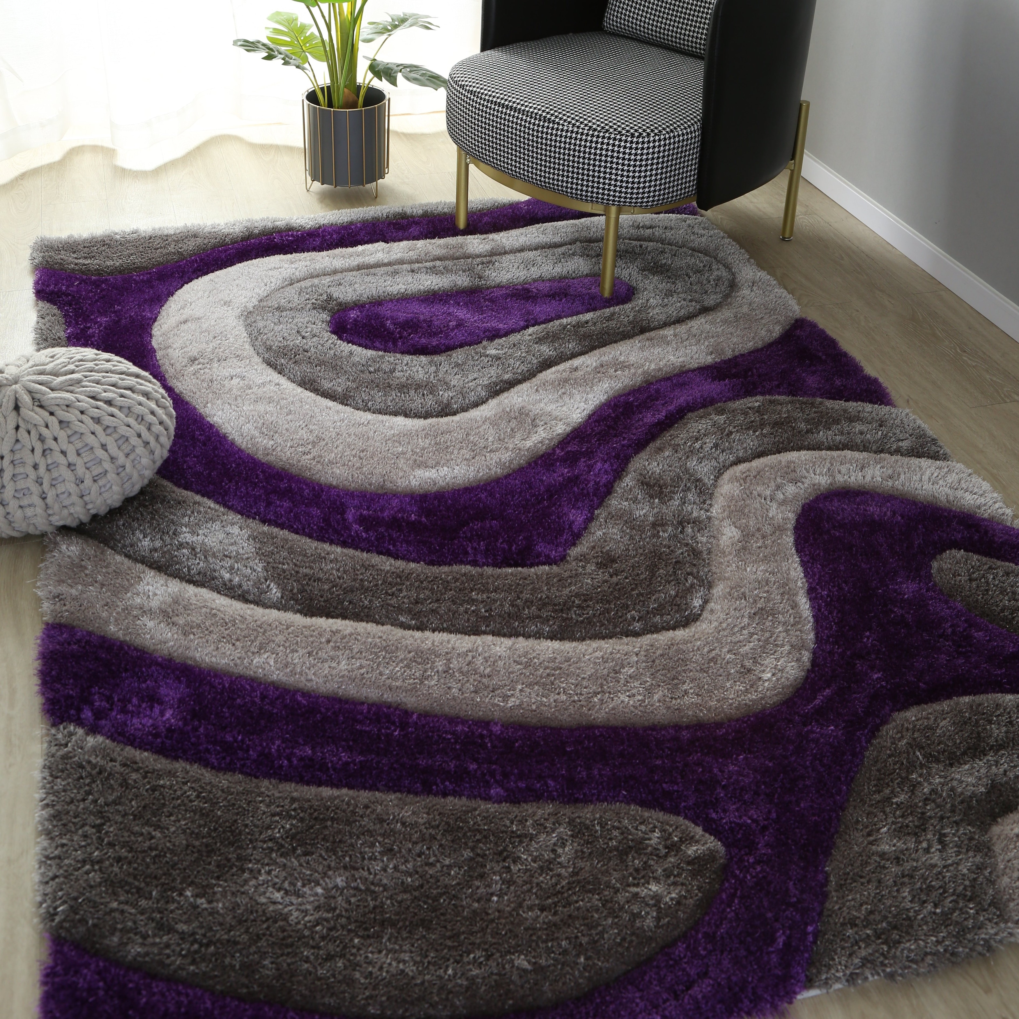 Livabliss Corinne Modern Swirl Plush Shag Area Rug - On Sale - Bed Bath ...