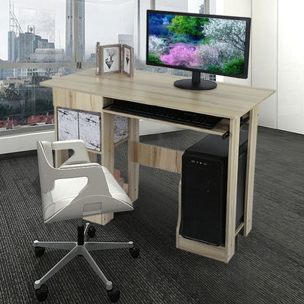 Computer Desk Keyboard Tray CPU Storage Storage Shelves Drawer Bookcase ...