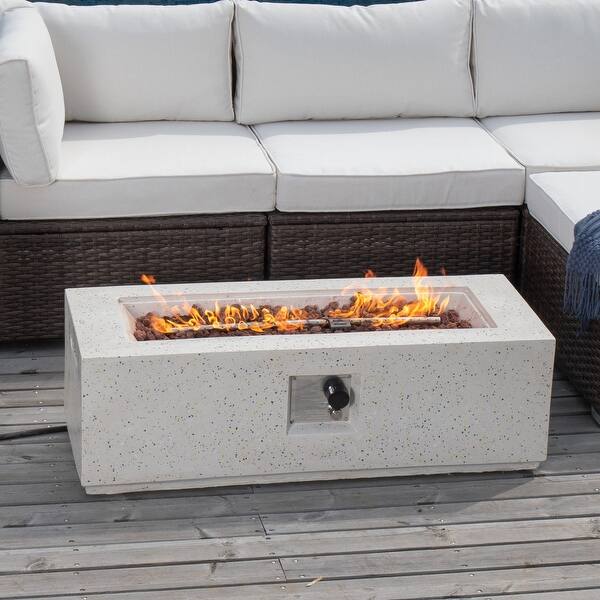 COSIEST Outdoor Terrazzo Rectangle Propane Fire Pit Table - 42"*17"*13 ...