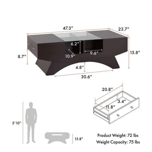 Furniture of America Angelic Contemporary Storage Coffee Table with ...