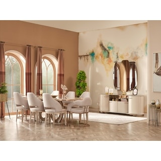 Paro Modern Dining Room Table, 6 Dining Room Chairs And Buffet With ...