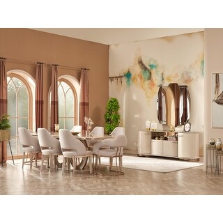 Pera Modern Dining Room Table, 6 Dining Room Chairs And Buffet With ...