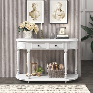 Sideboard Cabinet Retro Circular Curved Design Console Table with 2 Top ...