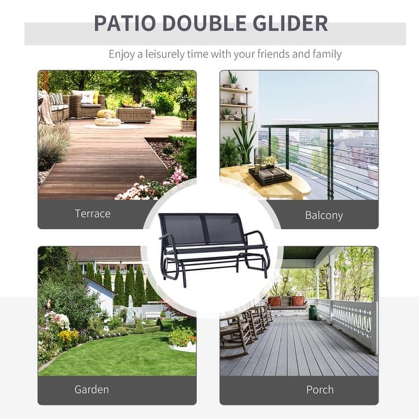 Outsunny 2-person Black Outdoor Double Rocker Glider Bench - On Sale ...