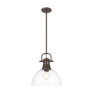 Duncan 1-Light Pendant with Rod in Rubbed Bronze with Clear Glass - Bed ...