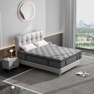 14-inch Euro Top Medium Hybrid Mattress, Memory Foam Mattress in a Box ...