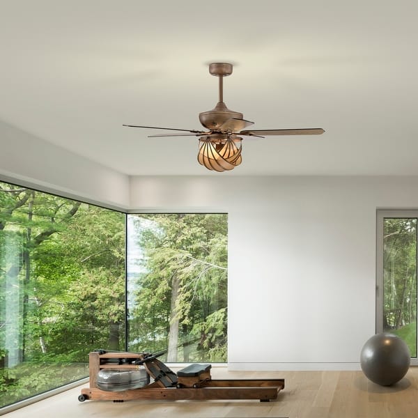 Parchman 52 Inch Mid-Century Modern Ceiling Fan with Remote - N/A - On ...
