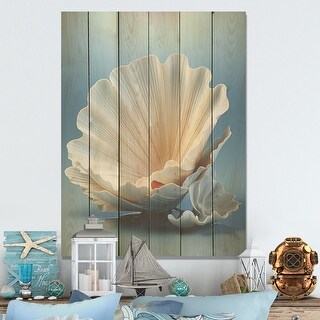 DESIGN ART "Monochromatic Misty Grey Clam" Clam Wood Wall Decor ...