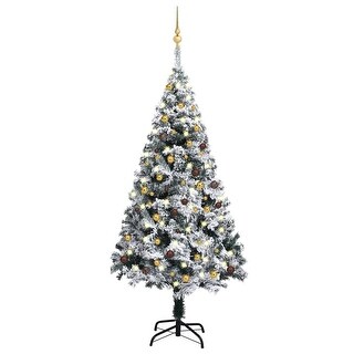 vidaXL Artificial Christmas Tree with LEDs&Ball Set Green 70.9" PVC ...