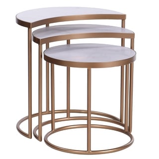 Lunar Nesting Tables - Gold and White Marble Top - Set of 3 - Bed Bath ...