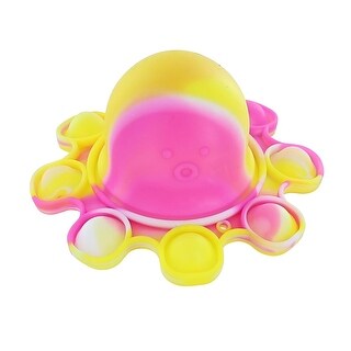 Pop Fidget Toy Yellow & Pink Octopus 8-Button Silicone Bubble Popping ...