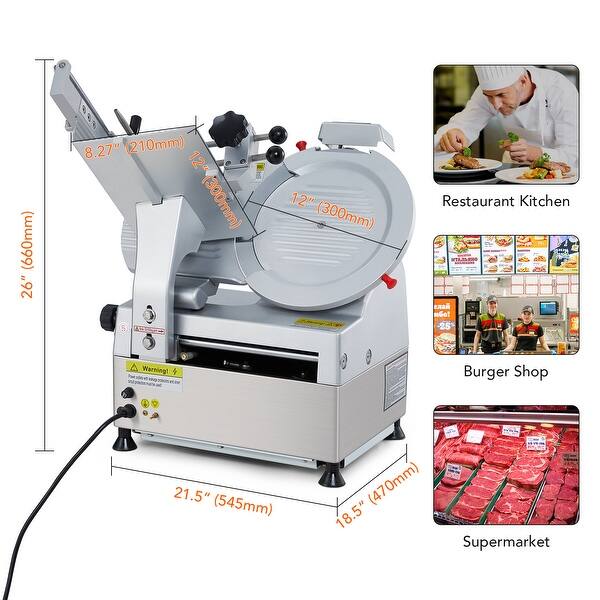 Automatic Meat Slicer, 550W Deli Slicer with 12" Carbon Steel Blade ...