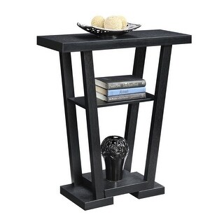 Transitional V Console Table in Black Wood Finish - 54 x 84 - Bed Bath ...