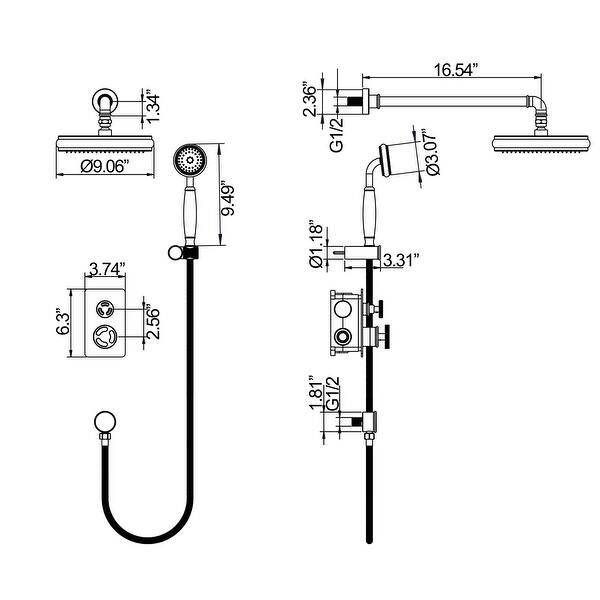 Round 2-Handle Two-Function Concealed Bathroom Shower Set Shower System ...