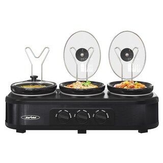 Triple Slow Cooker Buffet Servers and Warmer,3 Pot Food Mini Manual ...