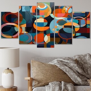 Designart "Orange Blue Geometry Unleashed I" Abstract Shapes Art Living ...