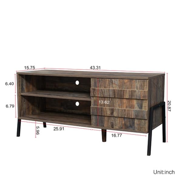 Espresso Mid-Century Distressed Wood TV Stand - Bed Bath & Beyond ...