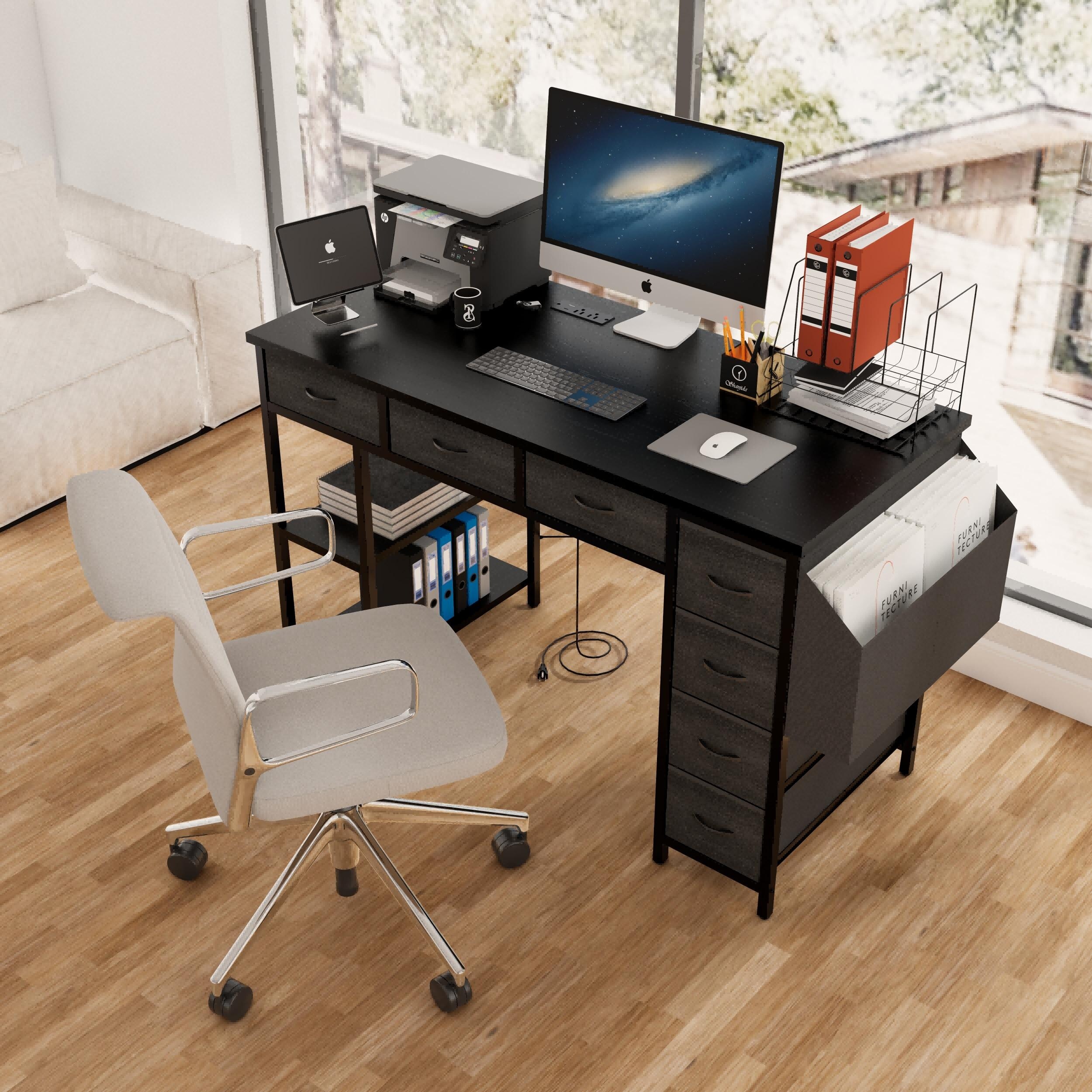Extra Large Side Pocket and Power Outlets Ideal for Home Office 47 Inch Computer Desk with 7 Drawers Bed Bath Beyond 42373711